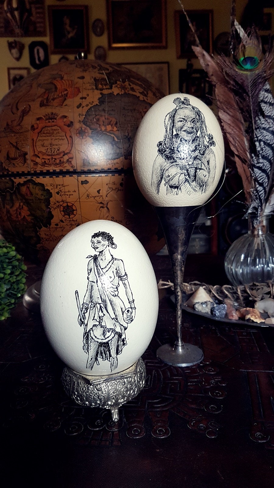 Handbemalter Straußenei aus Namibia Vintage Straußenei | Etsy