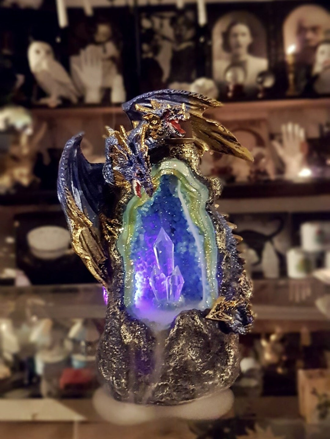 Light up Dragon Crystal Cave Backflow Incense Burner, Back Flow Incense ...