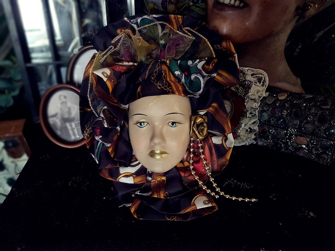 VINTAGE HARLEQUIN MASK, Jester Clown Mask, Venetian Mask, Venice Mask ...