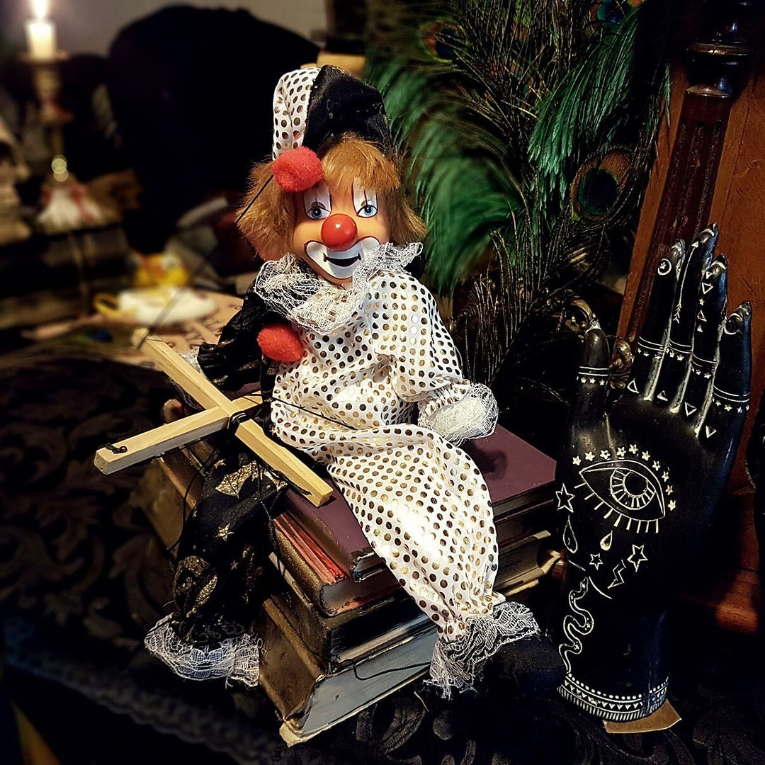 String Puppet Clown, HAND PUPPET, String Puppet, Clown Marionette, Hand ...