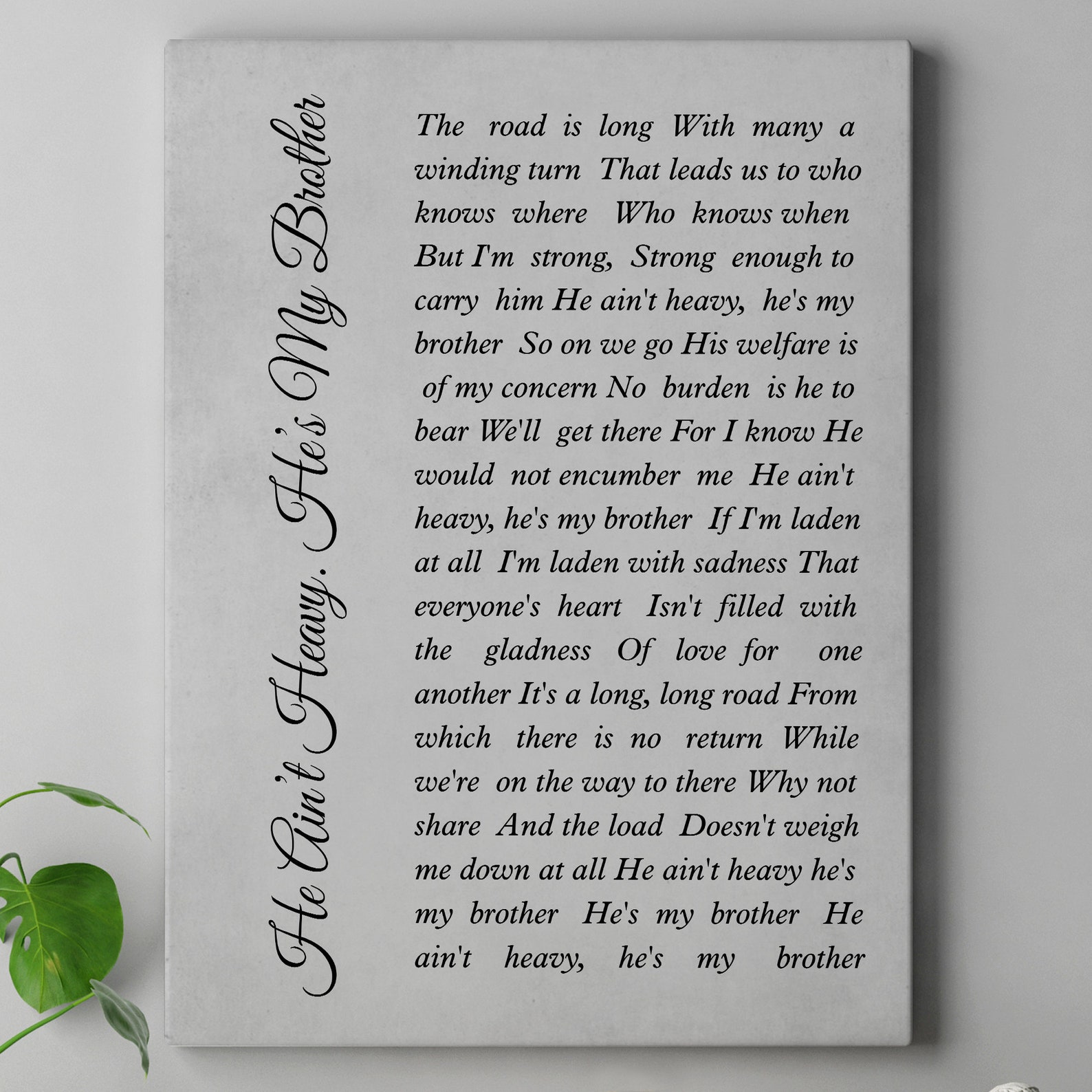 He Ain't Heavy He's My Brother Canvas Poster Best | Etsy