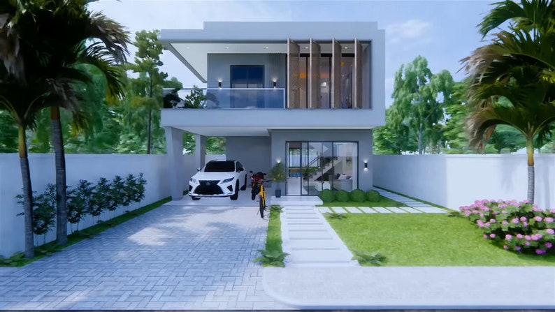 7m X 9m Modern House Plan 4 Bedroom Home Plans With - Etsy Canada