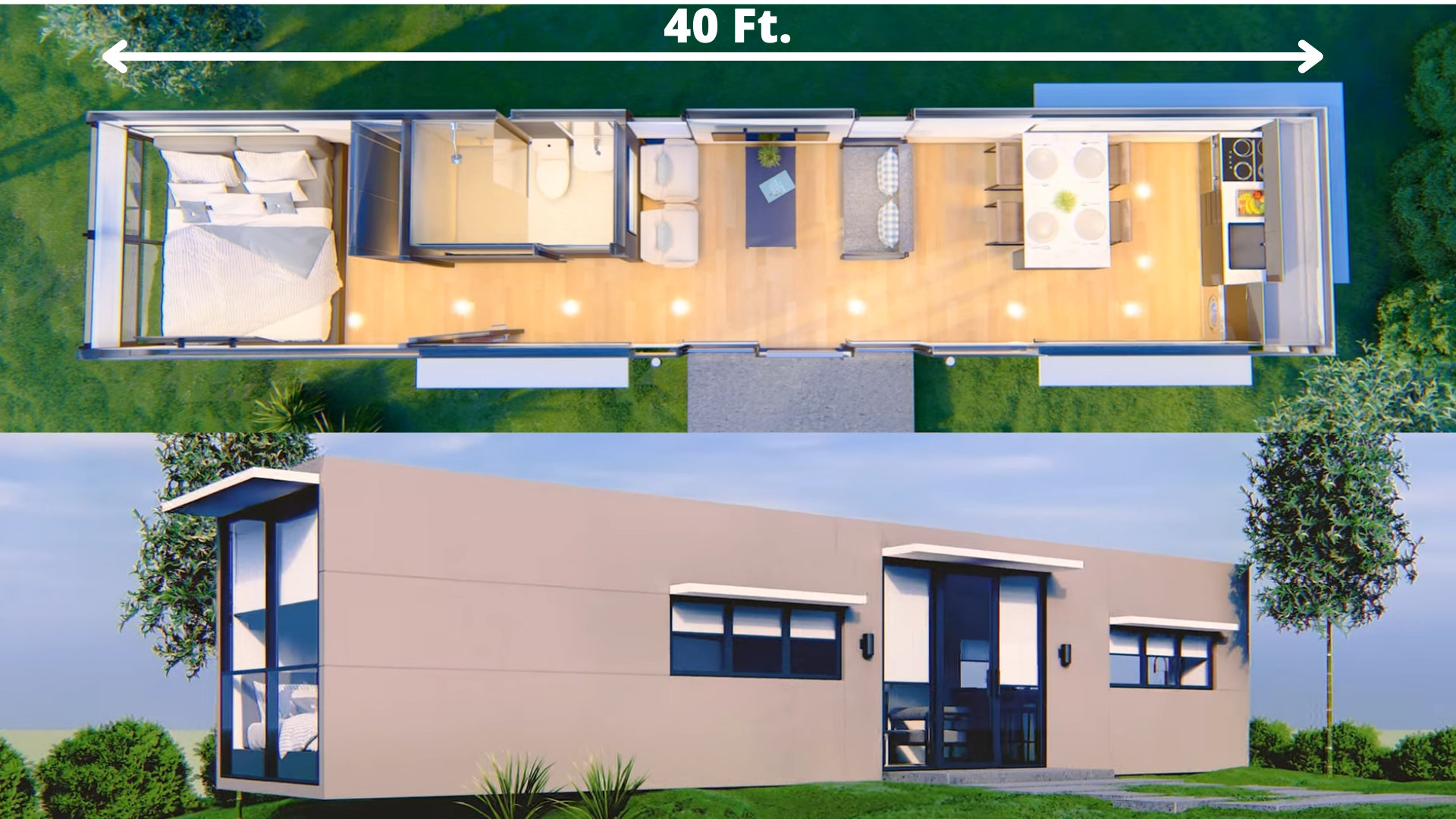 40 Ft./foot Shipping Container House Plans 1 Bedroom Modern Container ...