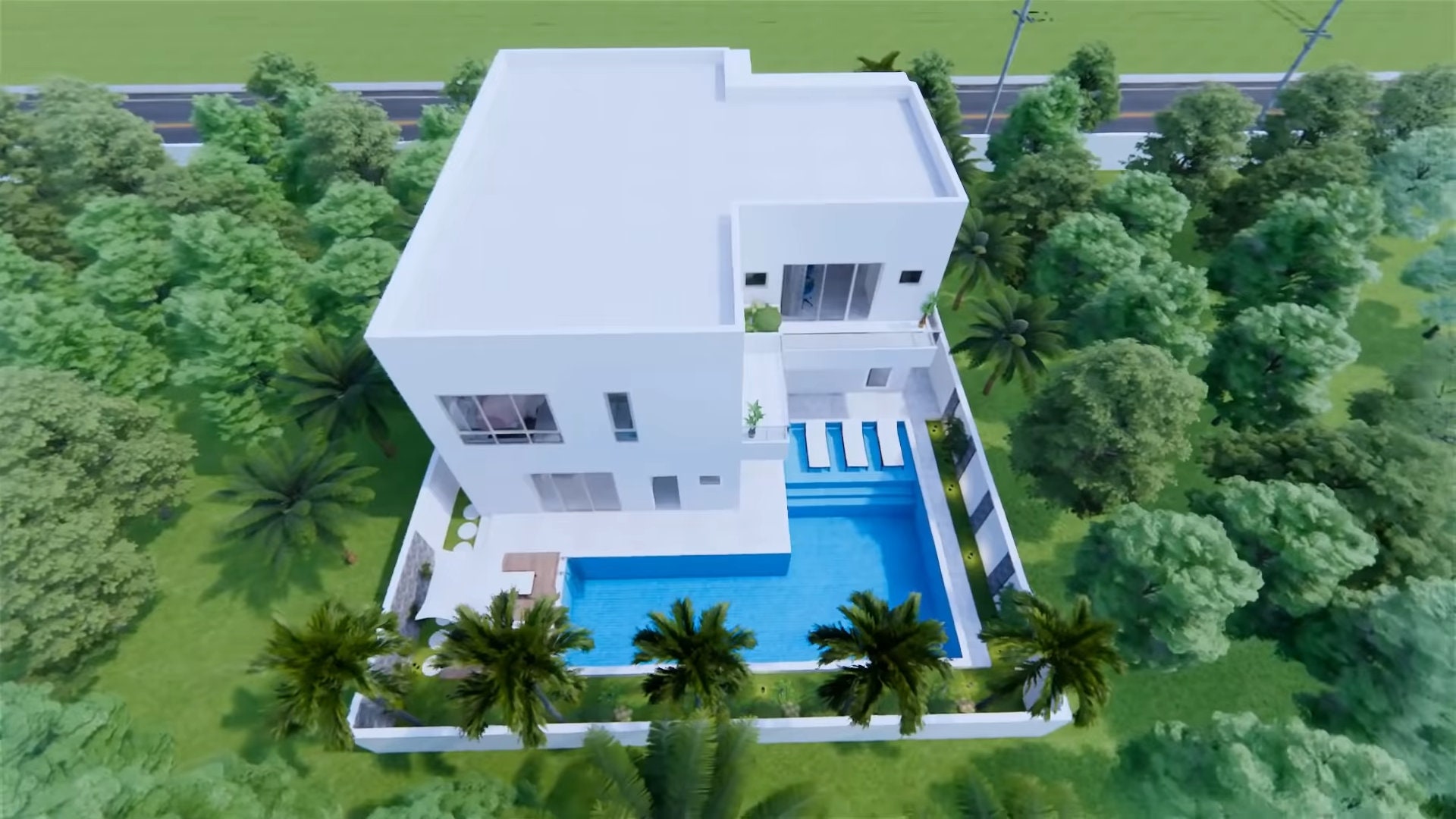 15m X 15m Modern House Plan 5 Bedrooms House Plan With Swimming Pool two Story Modern House Plan ...