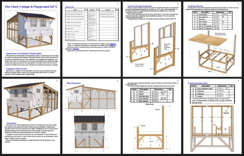 5x7 Chicken Coop & Run Enclosure Plans DIY Chicken Coop Plans Chicken ...