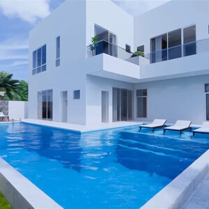 15m X 15m Modern House Plan 5 Bedrooms House Plan With Swimming Pool two Story Modern House Plan ...