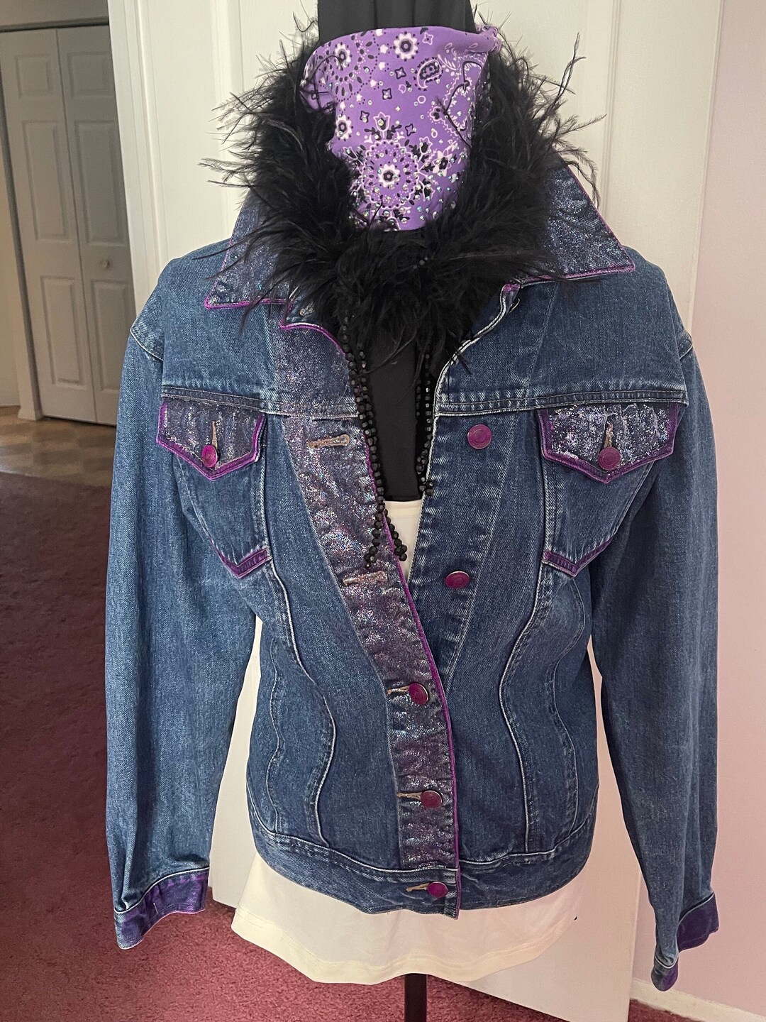 Purple Denim Jacket REVIVAL - Etsy