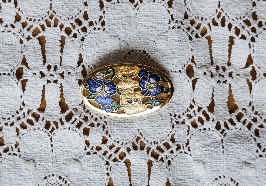 Floral Enamel Brooch Fish Logo - Etsy