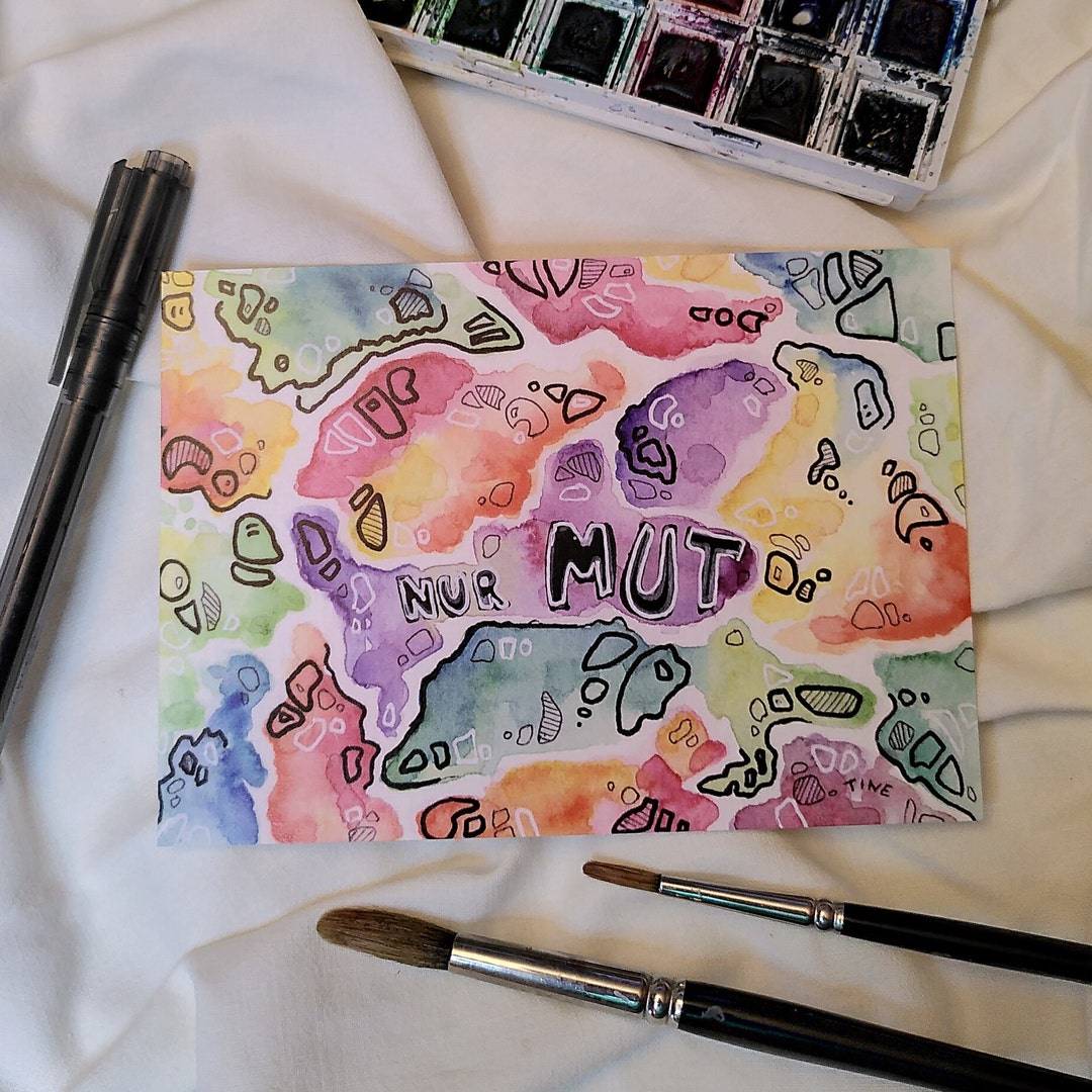 Greeting Card Nur Mut, Postcard for a New Beginning, Something New on ...