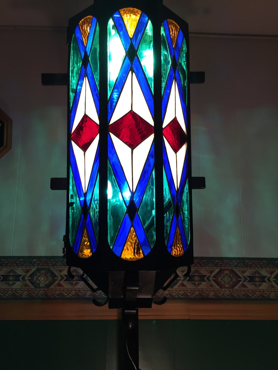 Stained Glass Metal Lantern - Etsy