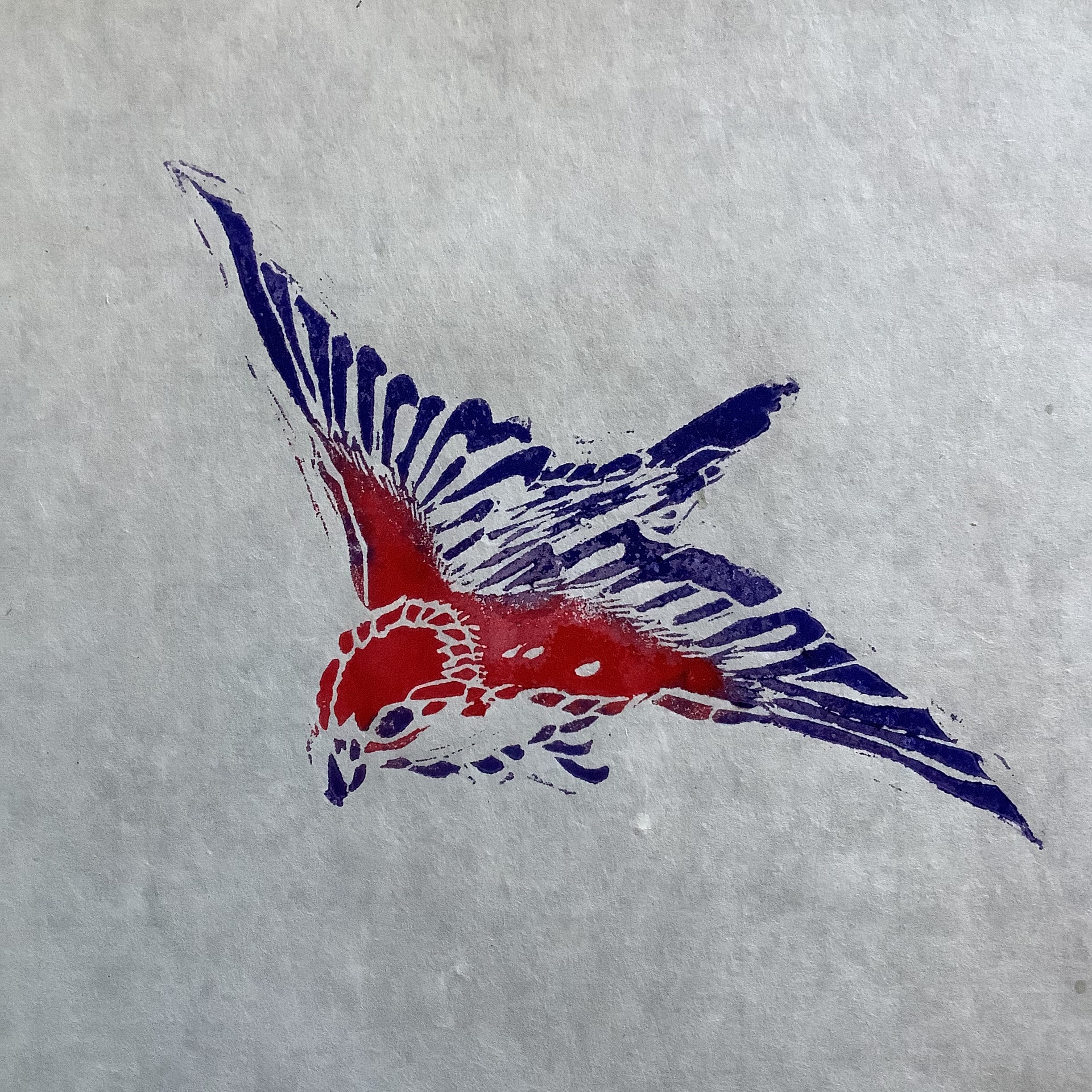 Original Linocut Print of a Flying Bird Handmade Hand | Etsy