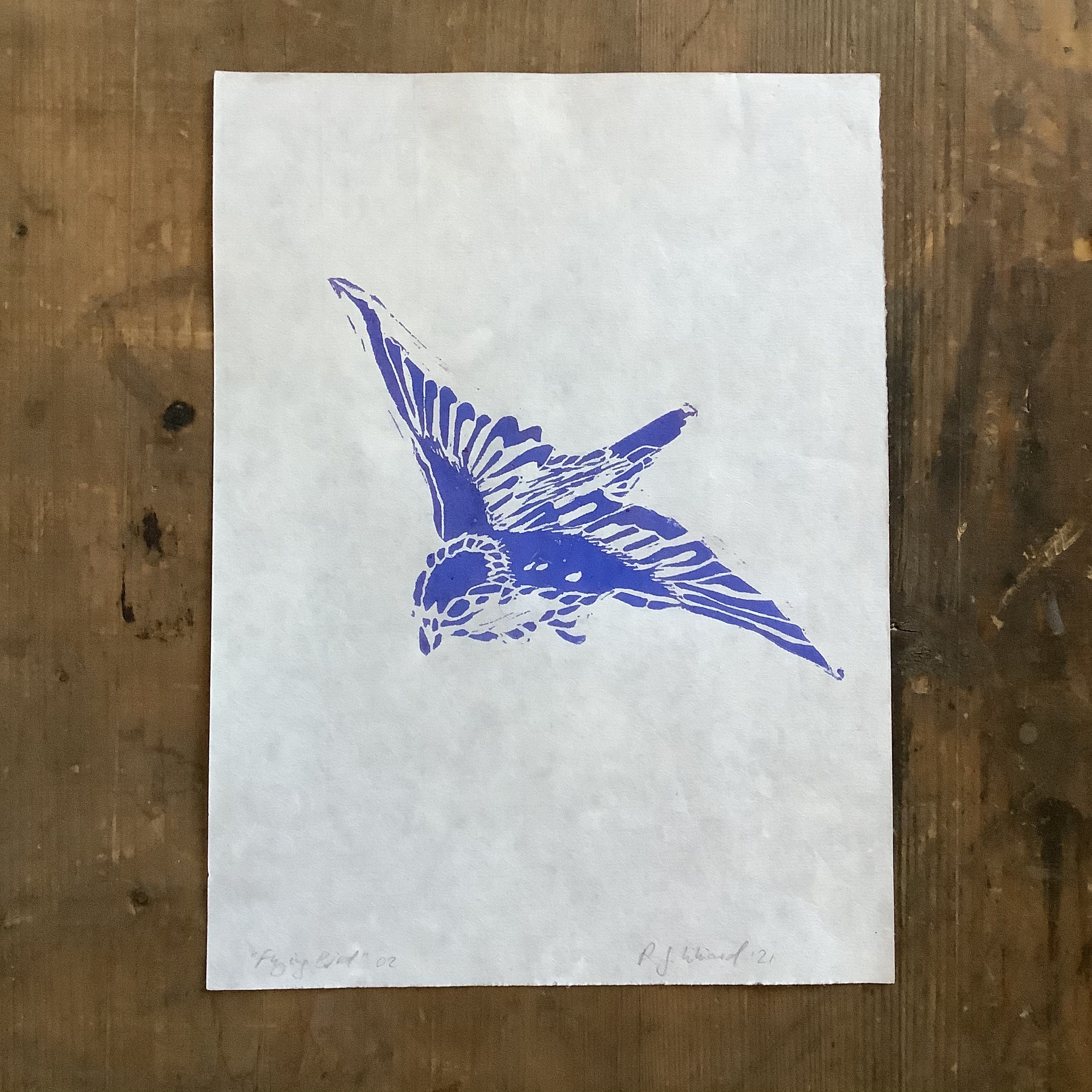 Original Linocut Print of a Flying Bird Handmade Hand | Etsy