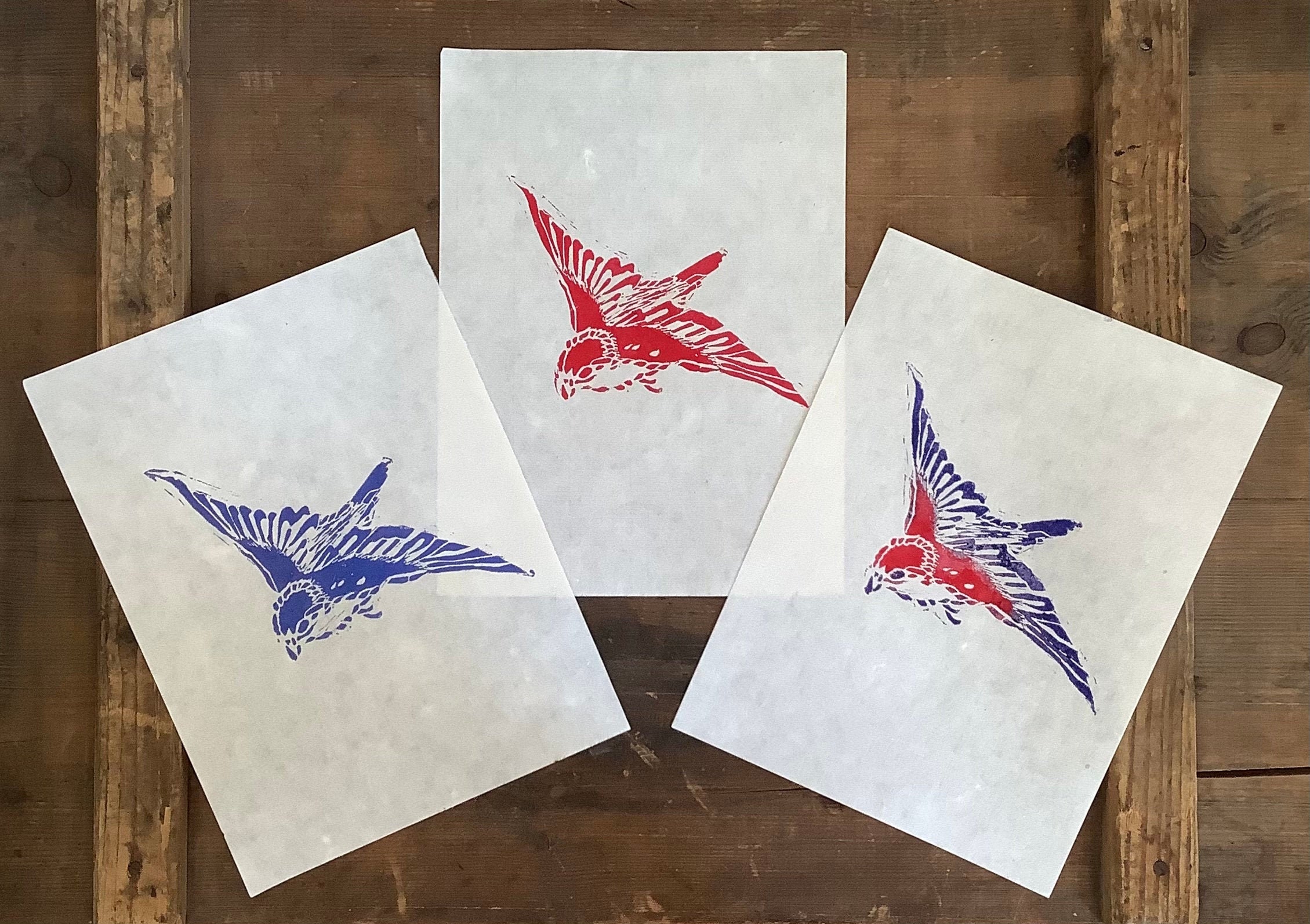 Original Linocut Print of a Flying Bird | Handmade | Hand Printed ...
