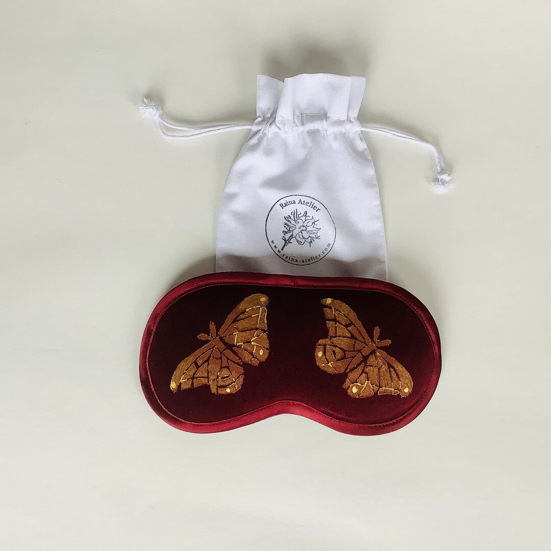 Lavender Infused Cotton Velvet Sleep Mask: Hand-printed Butterfly ...