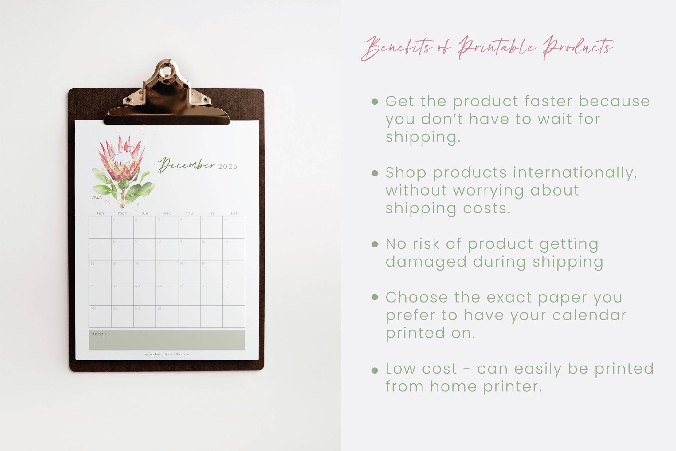 2025 Printable Calendar - Fynbos Art - Etsy