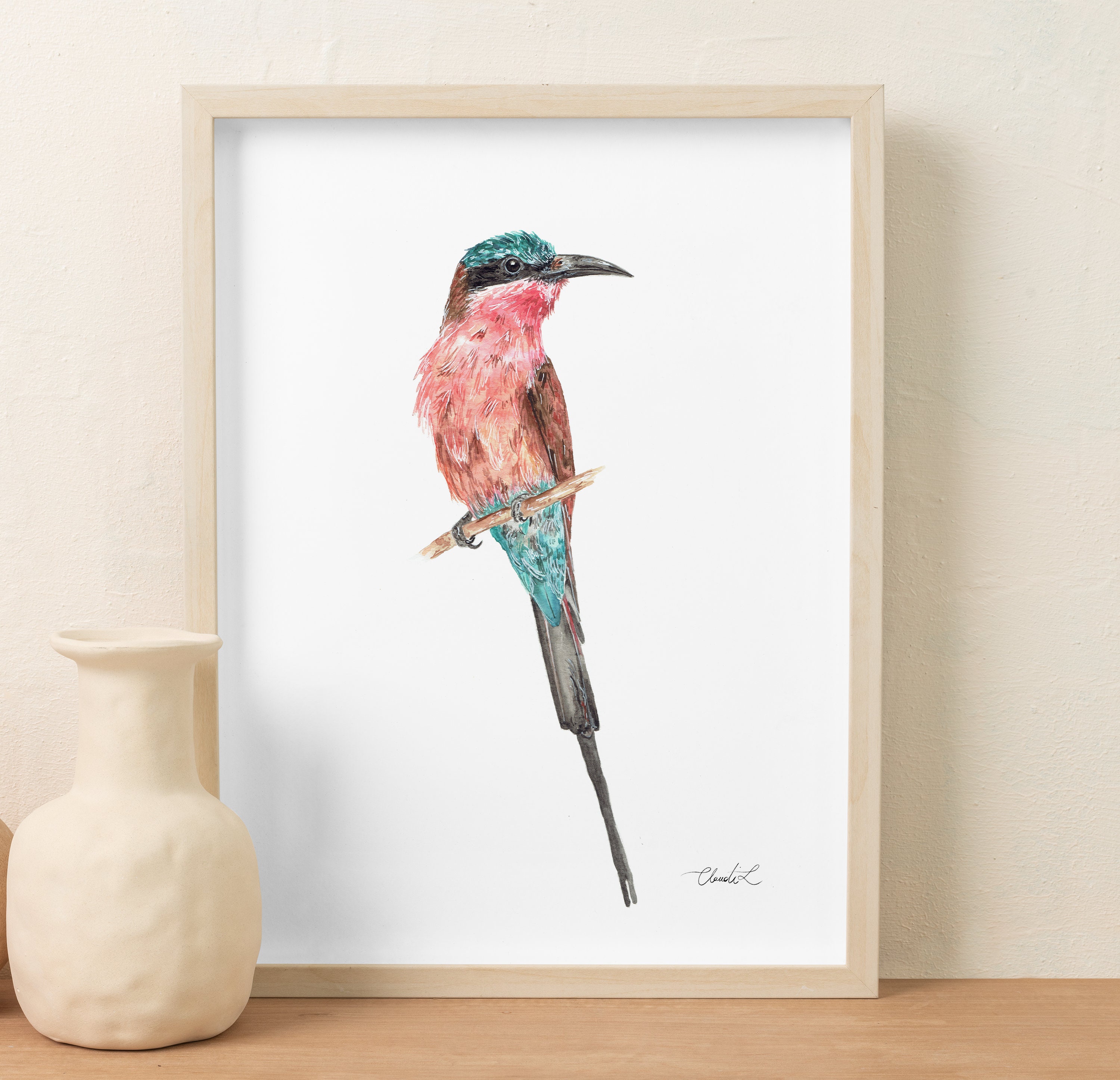 Watercolor Carmine Bee-eater Art Print - Etsy