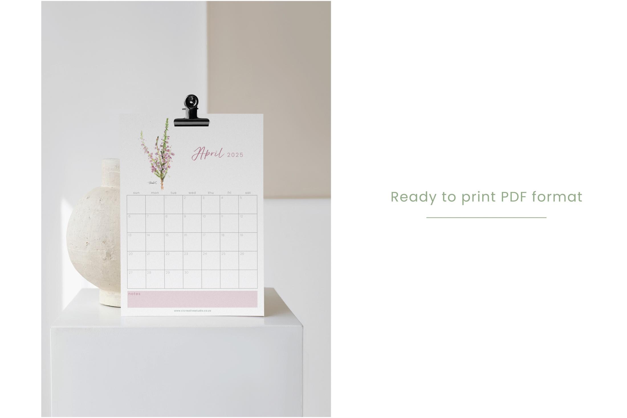 2025 Printable Calendar - Fynbos Art - Etsy