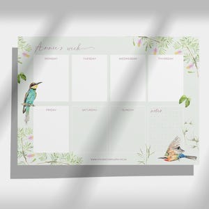 Custom Printable Weekly Planner - Watercolor Birds - Etsy