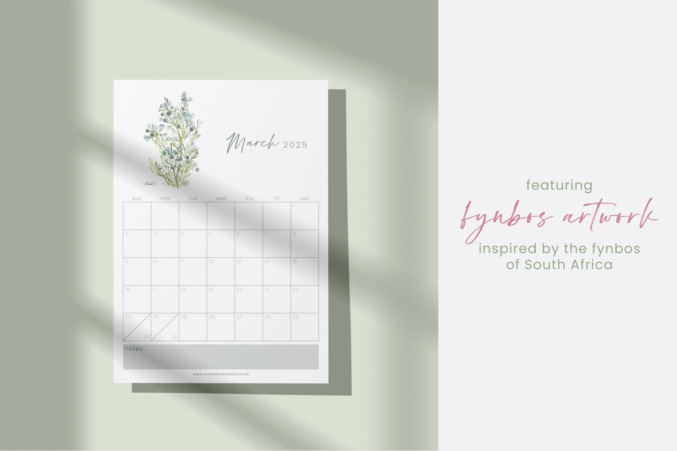 2025 Printable Calendar - Fynbos Art - Etsy