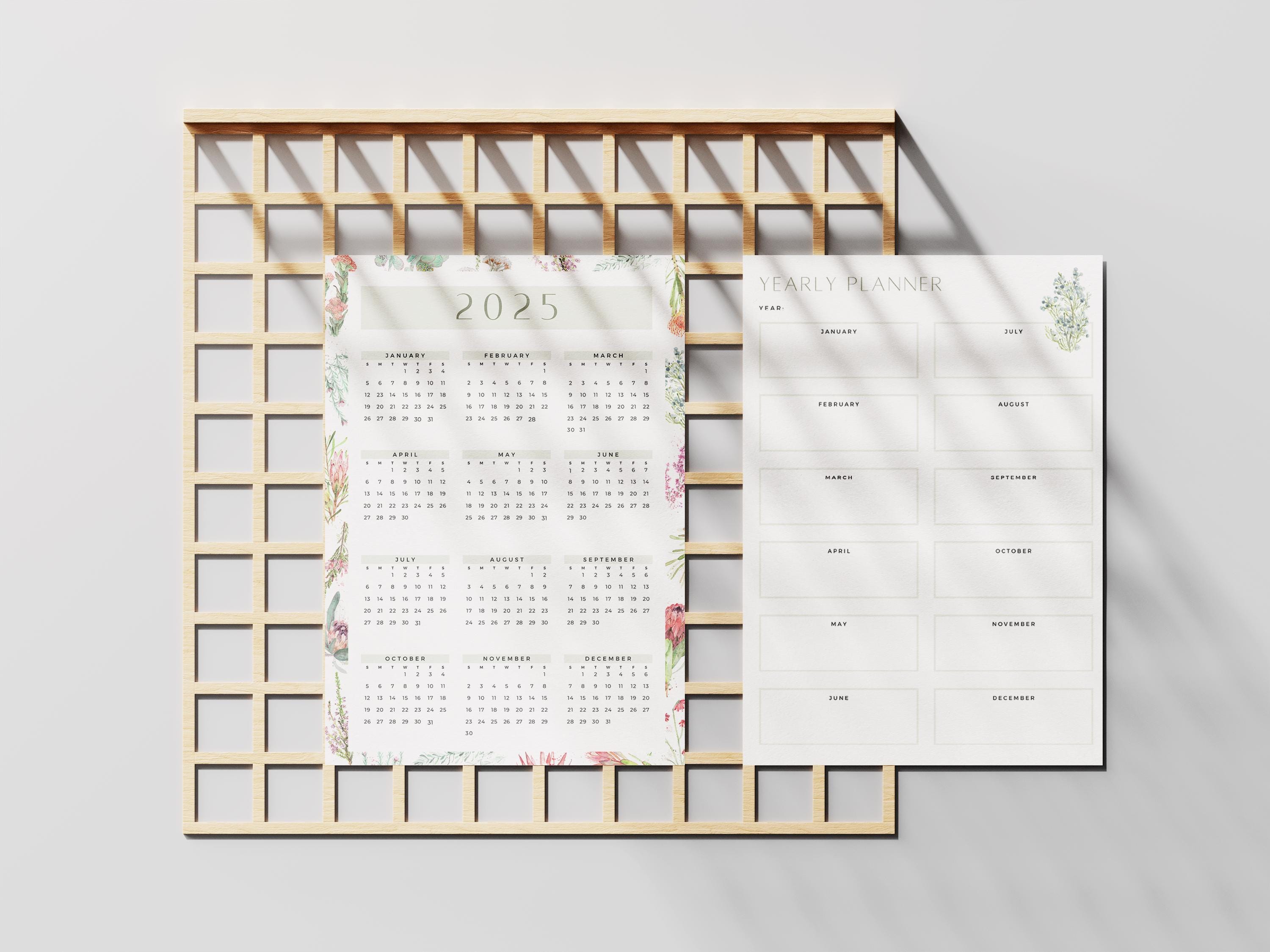 Fynbos Planner & 2025 Calendar - Printable - Etsy