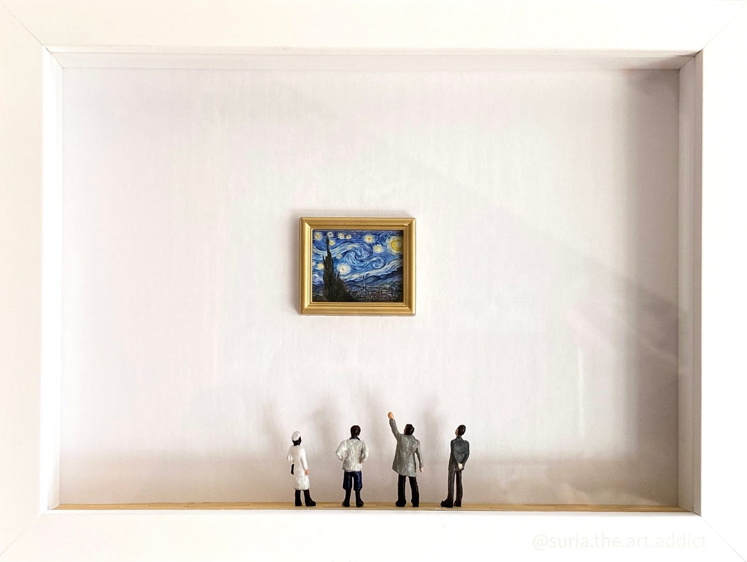 The Starry Night(2.8 X 2 Cm) - Original Miniature Watercolor Painting ...