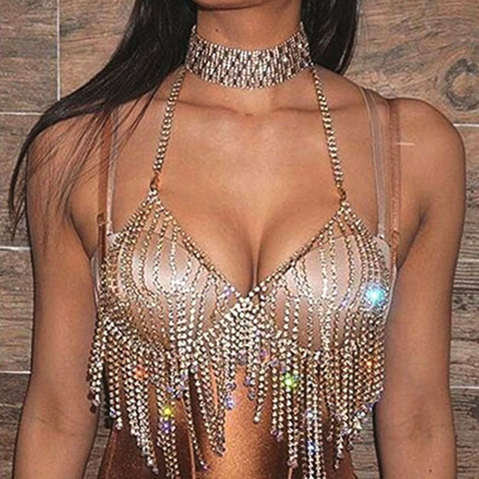 Sexy Rhinestone Body Chain Rhinestone Body Harness Shiny Etsy