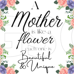 Floral Design, Mother Quotes, PNG File, Digital Download, Framed ...