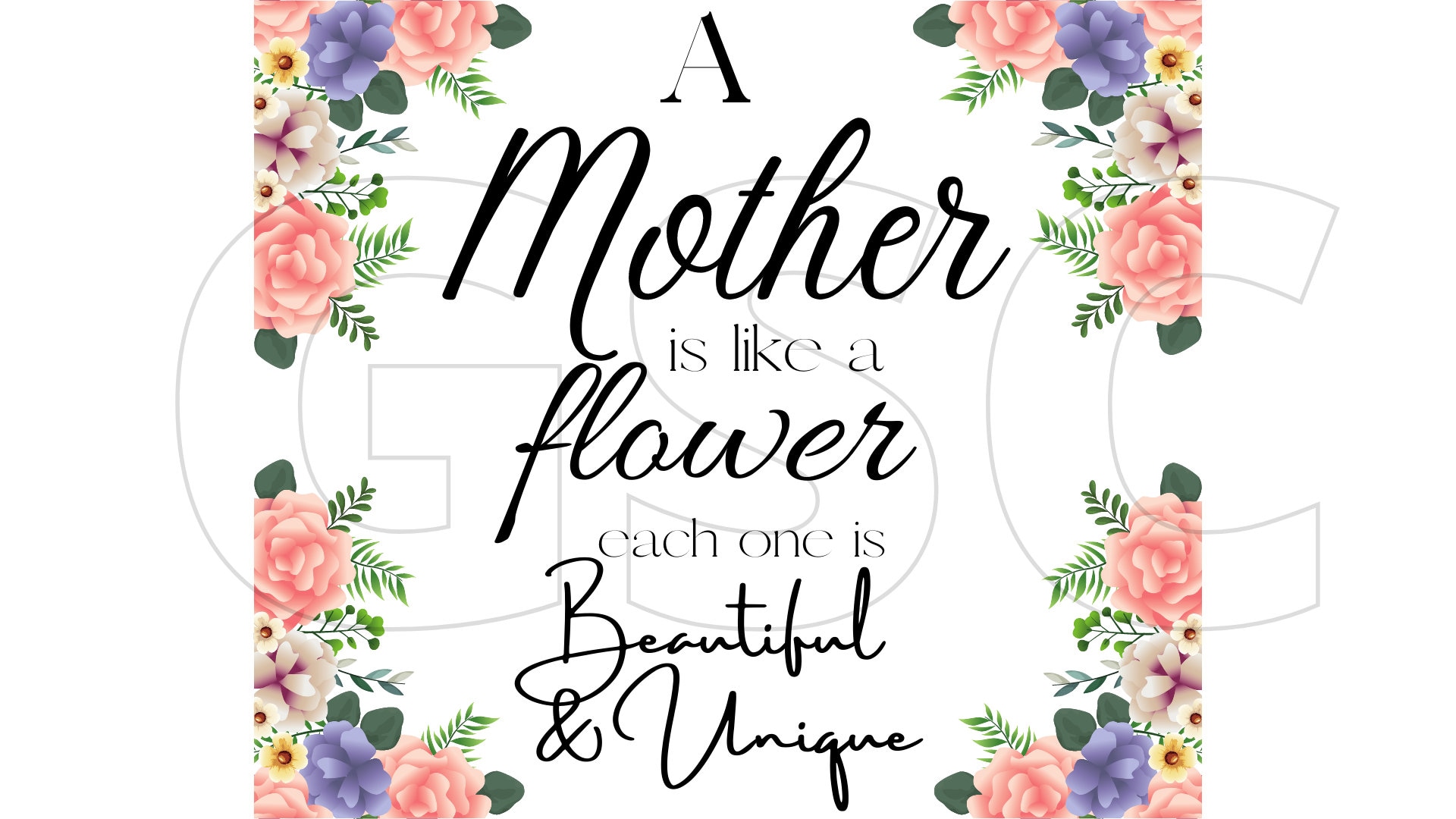 Floral Design Mother Quotes PNG File Digital Download | Etsy
