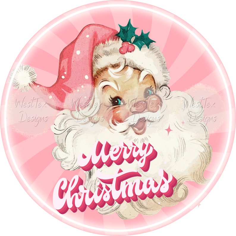 Retro Santa, 5 PNG, Pink Retro Santa Claus, Digital Download ...