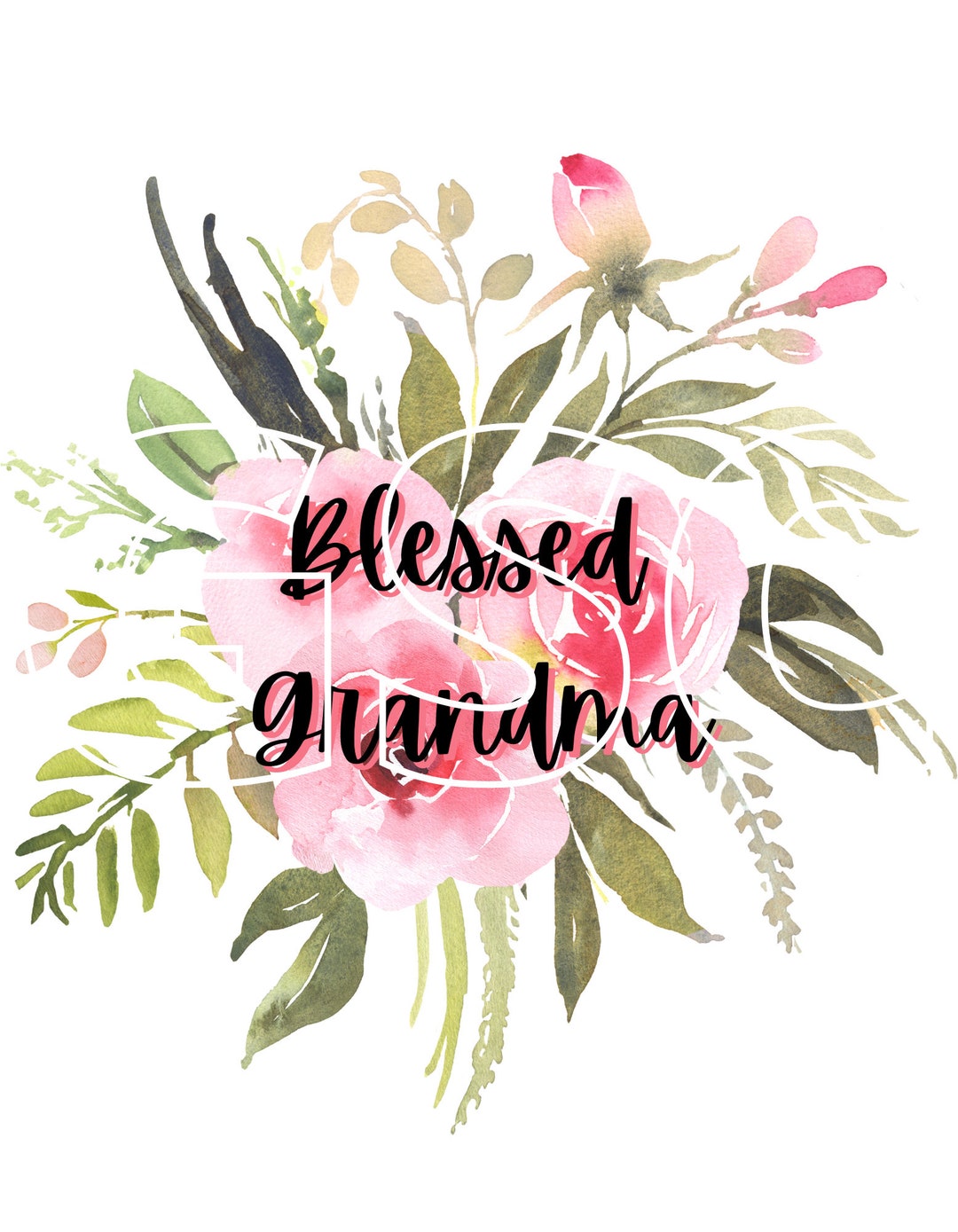 Blessed Grandma, PNG, Sublimation, Decal, Mothers Day, Grandma, Floral ...
