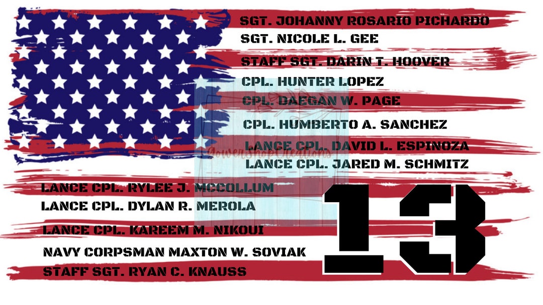 13 Soldiers, Names of the Soldiers, Biden, Png File, Digital Download ...