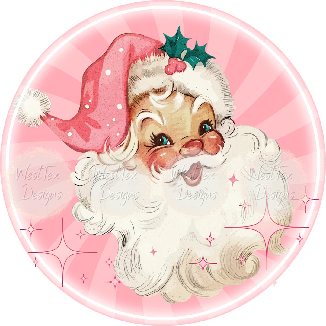 Retro Santa, 5 PNG, Pink Retro Santa Claus, Digital Download ...