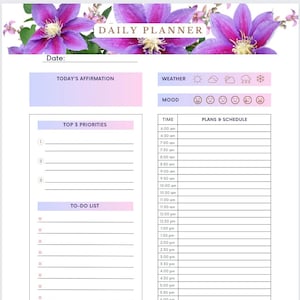 Flower Digital Daily Planner File - Etsy