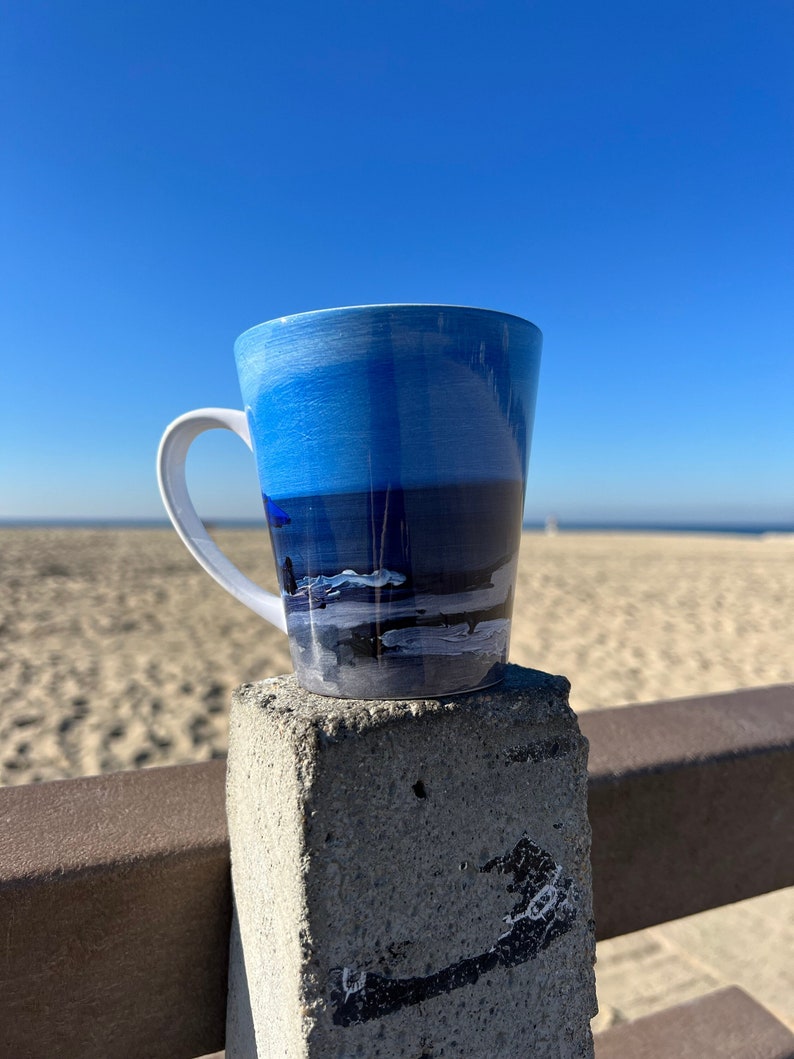 Beach House Coffee Mug: Ocean Art Latte Cup, Coastal Decor - Etsy