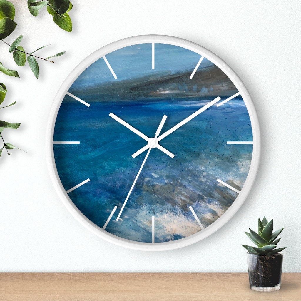 Deep Blue Ocean Wall Clock 10 Round Quiet Clock With | Etsy