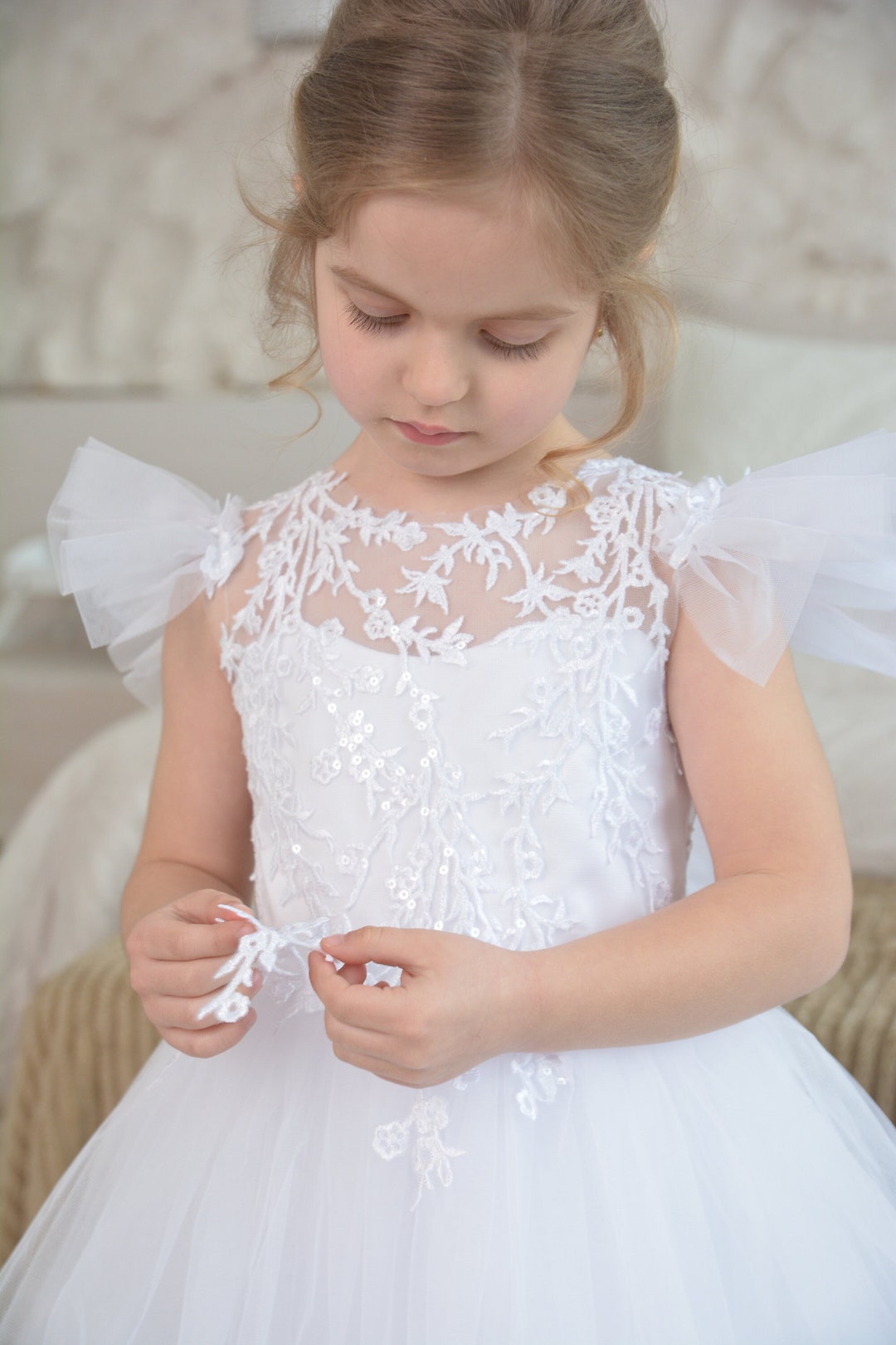 White Lace Flower Girl Dress Lace Flower Girl Dress Tutu Dress
