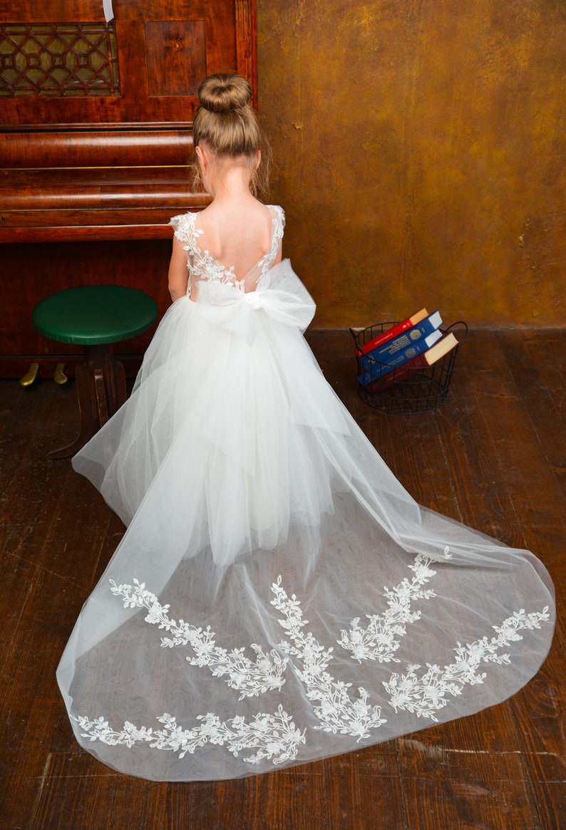 3d Ivory Flower Girl Dress Tulle Girl Dress Ivory Flower Girl Gown 8179