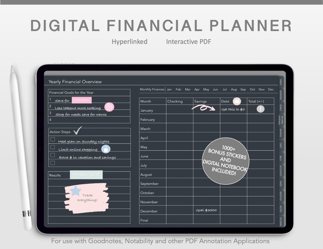 Digital Finance Planner Digital Budget Planner iPad Planner - Etsy