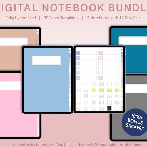 Digital Notebook Lovely Glitter Tabbed Journal Perfect for | Etsy UK