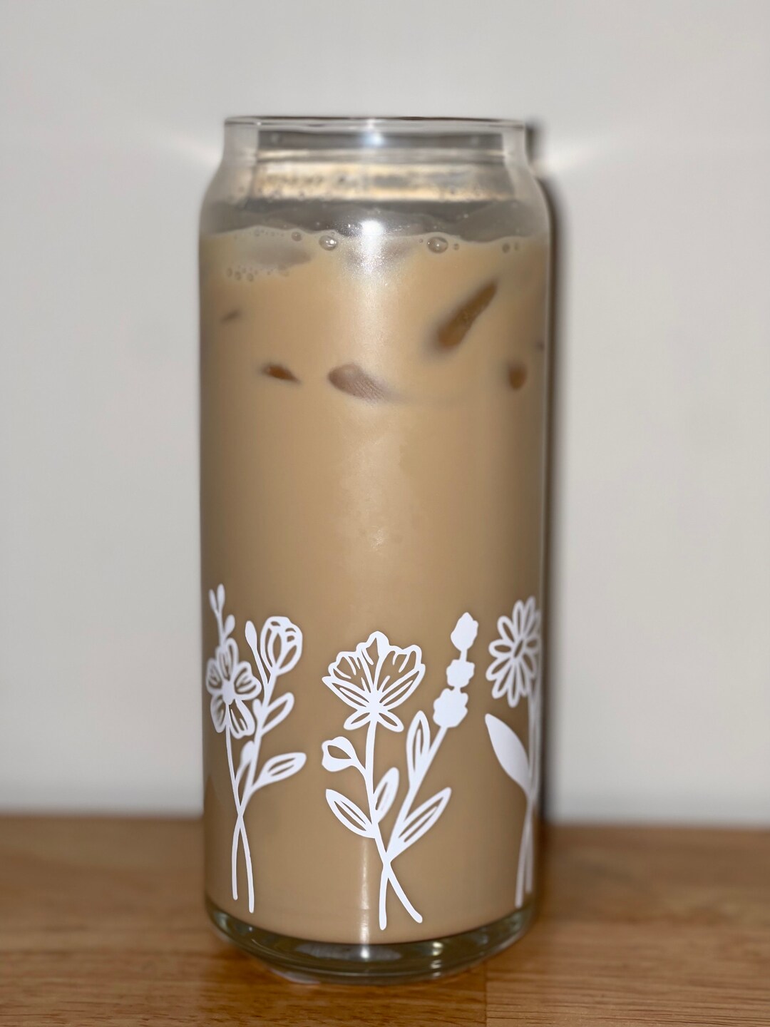 Flowers Iced/ Hot Coffee Glass - Etsy