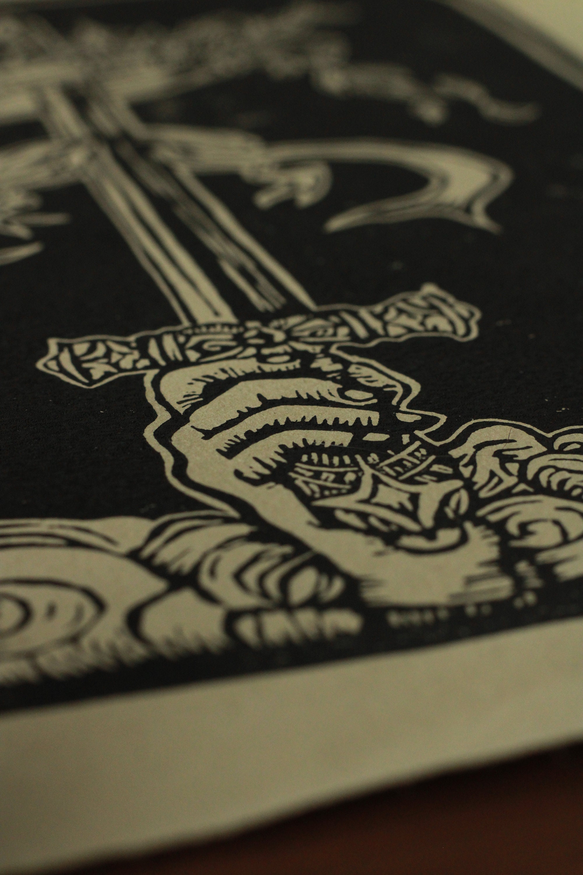 Ace of Swords A4 Handmade Tarot Linocut Print - Etsy