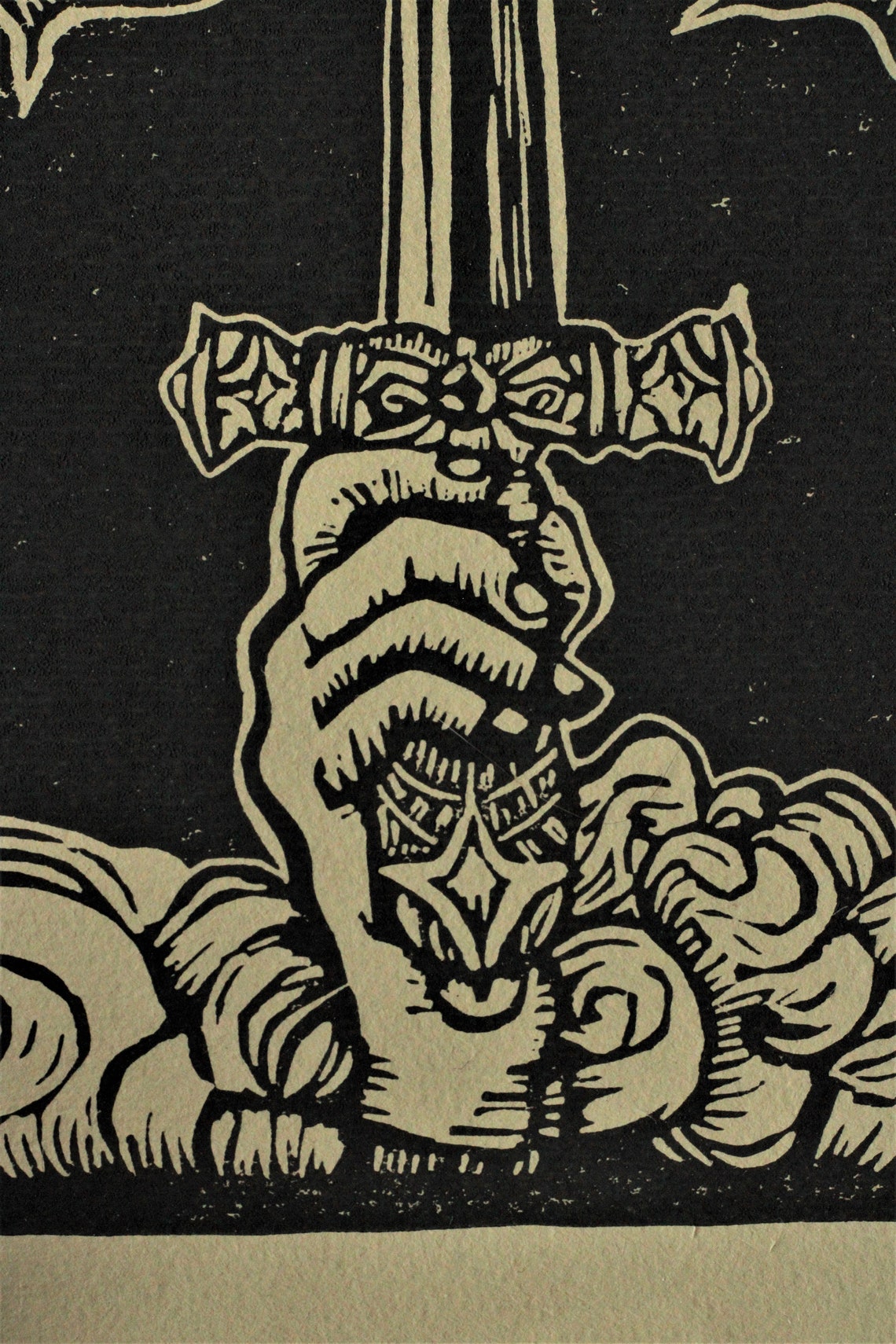 Ace of Swords A4 Handmade Tarot Linocut Print - Etsy