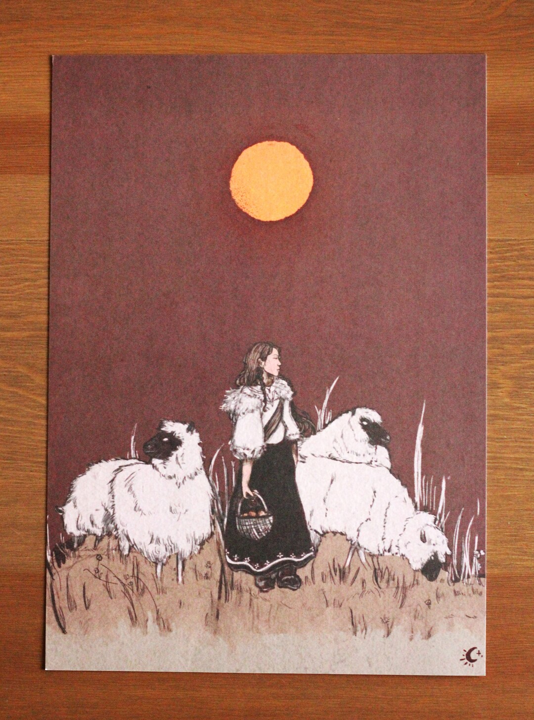 Setting Sun A4 Nature Illustration Print - Etsy