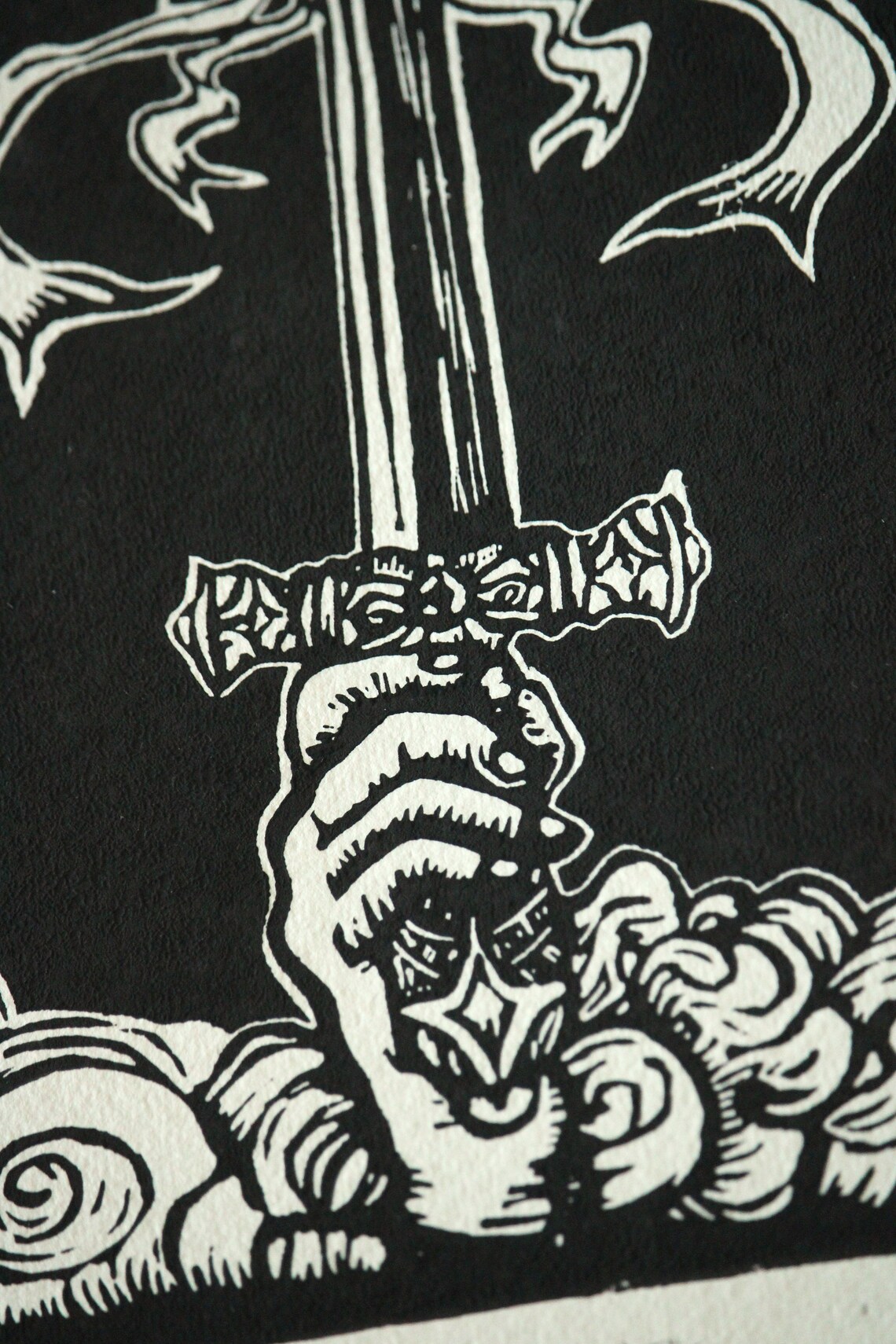 Ace of Swords - A4 Handmade Tarot Linocut Print - Etsy