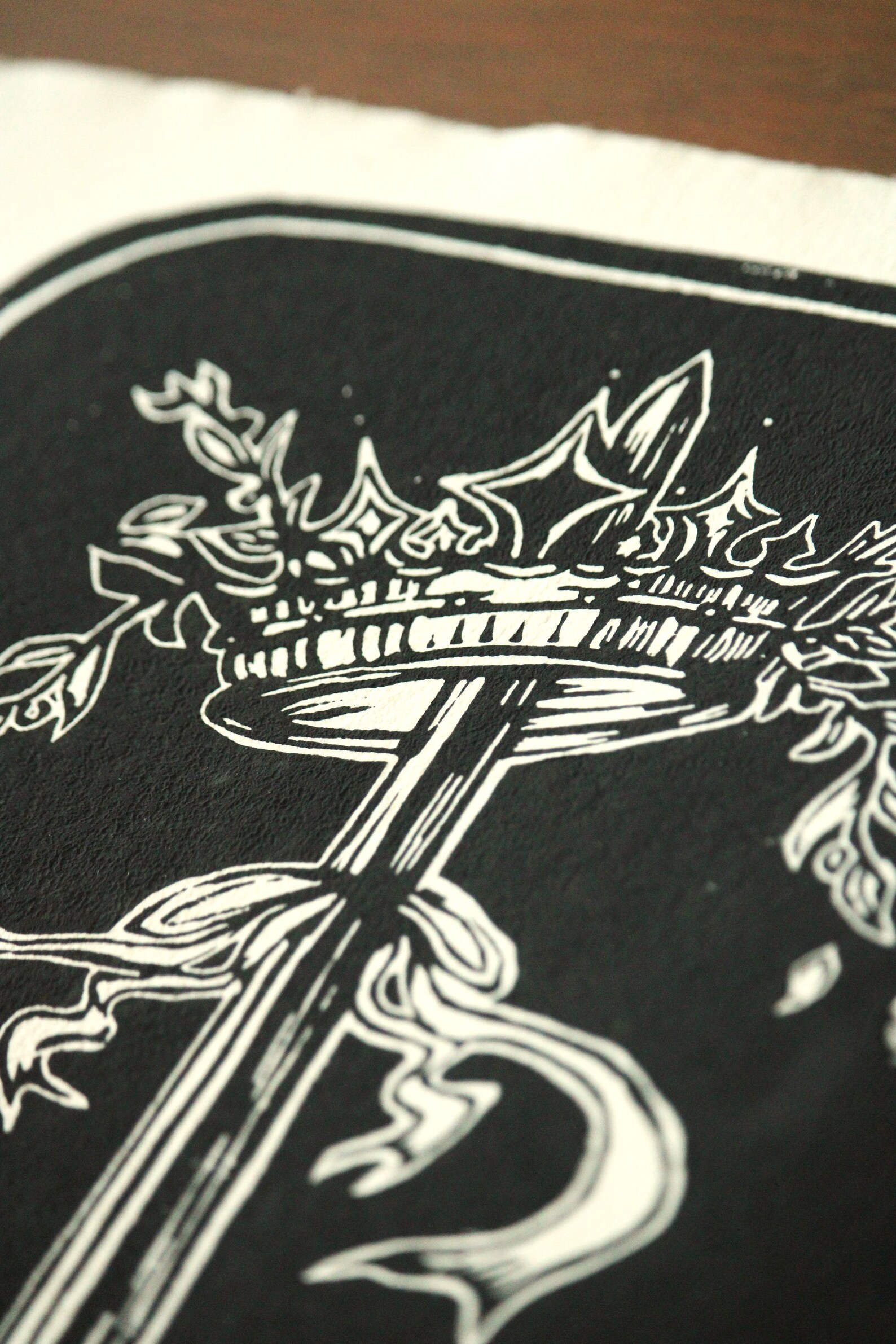 Ace of Swords - A4 Handmade Tarot Linocut Print - Etsy