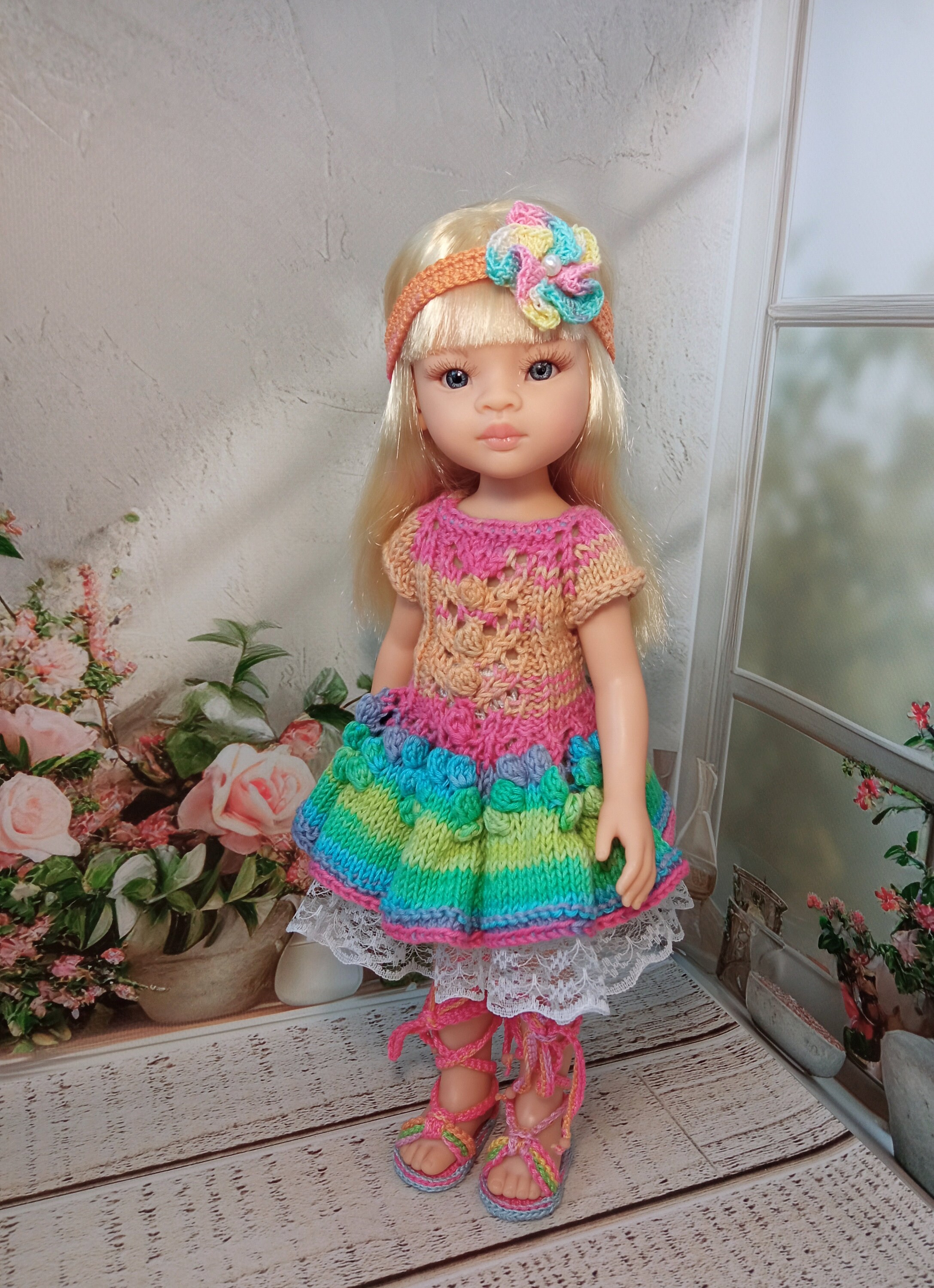 Clothes for 13 Inch Dolls Knitted Dress Headband Sandals Underskirt - Etsy