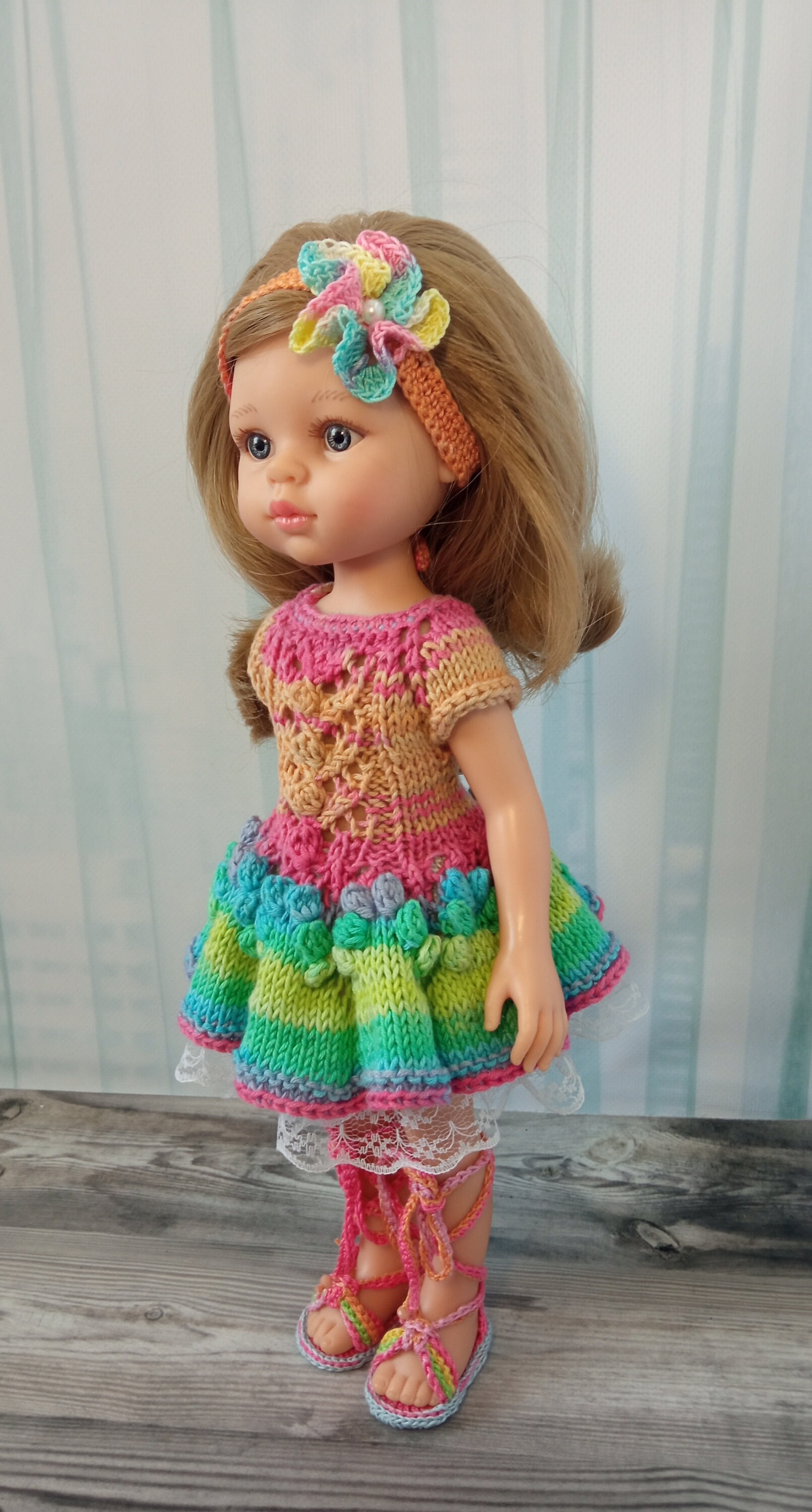 Clothes for 13 Inch Dolls Knitted Dress Headband Sandals Underskirt - Etsy
