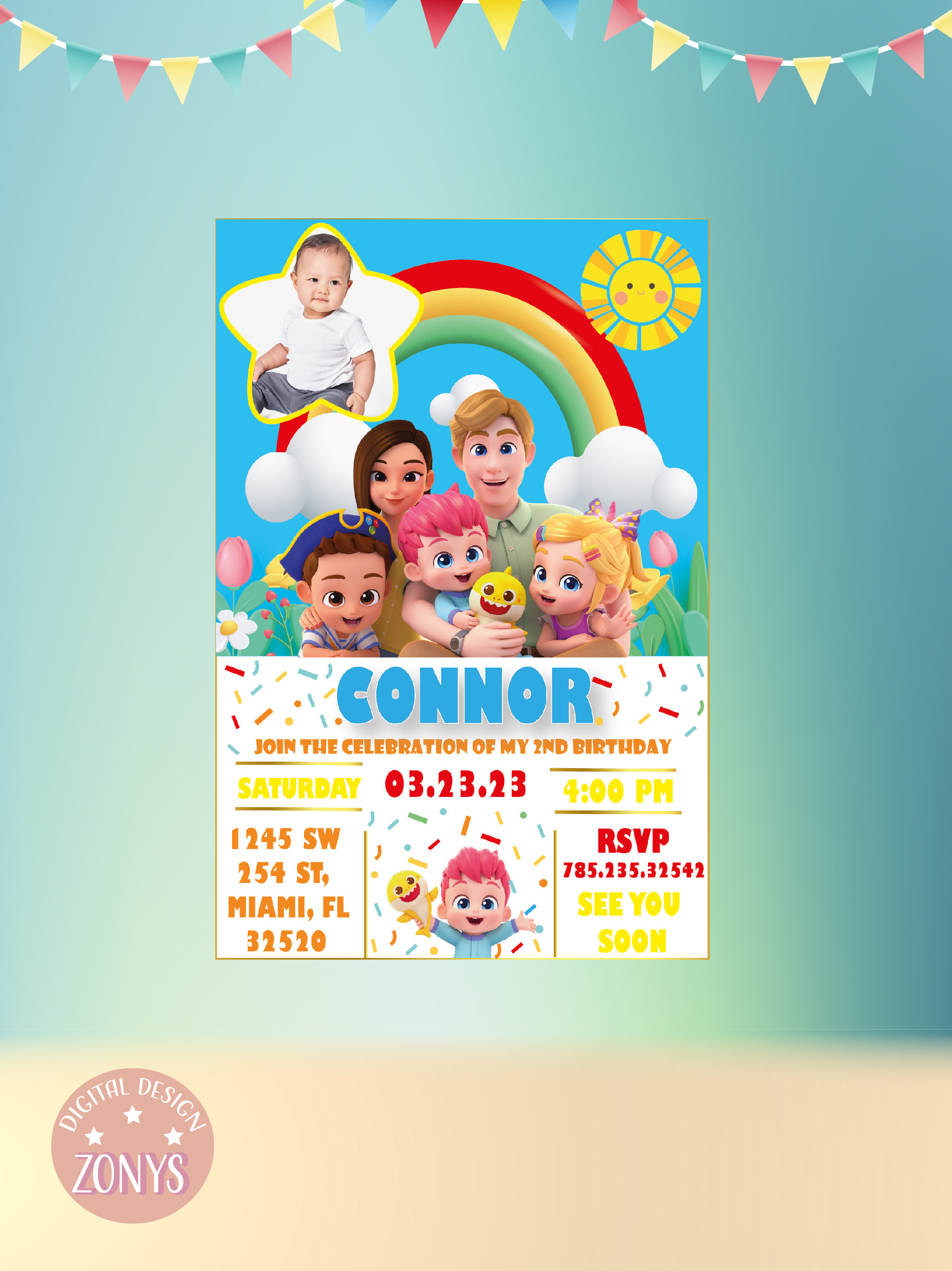 Bebefinn Cake Topper, Bebefinn Invitation, Birthday Celebration ...