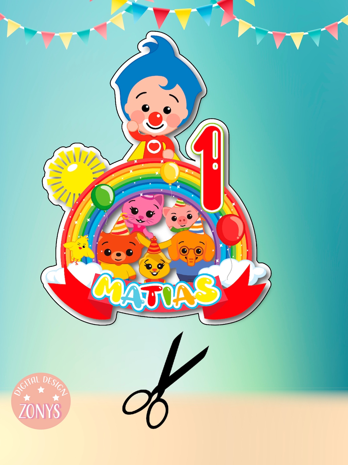 Plim Plim Birthday Decoration, Plim Plim Cake Topper, Plim Plim ...