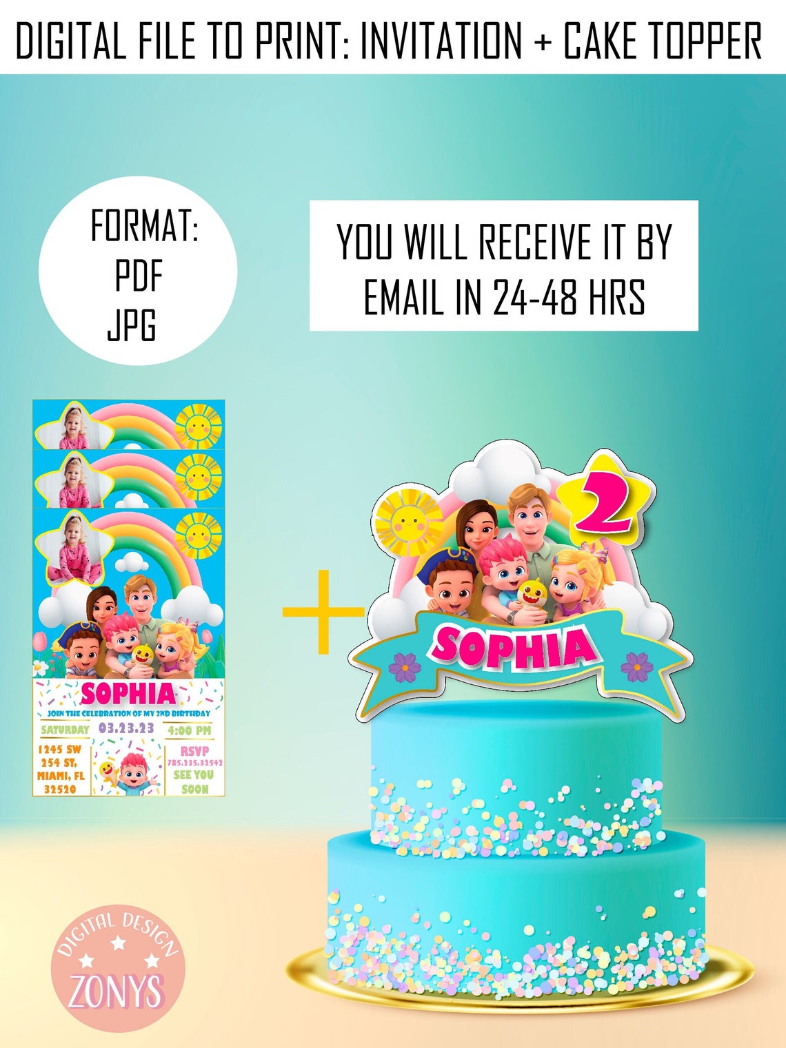 Bebefinn Cake Topper, Bebefinn Invitation, Birthday Celebration ...